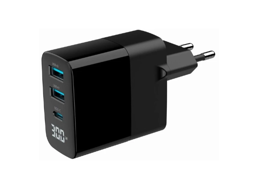 TA-UC-PDQC30LCD-BK-02 Gembird GaN USB brzi punjac, 30W 3-port (2xUSB-A+ USB-C)