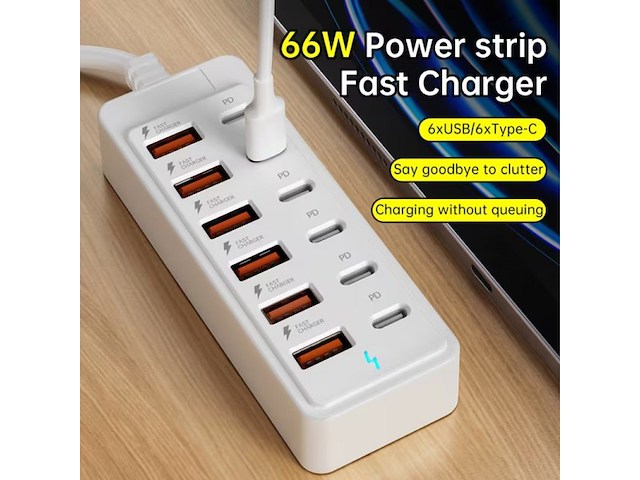 12 Port USB fast charger, brzi punjač 66W