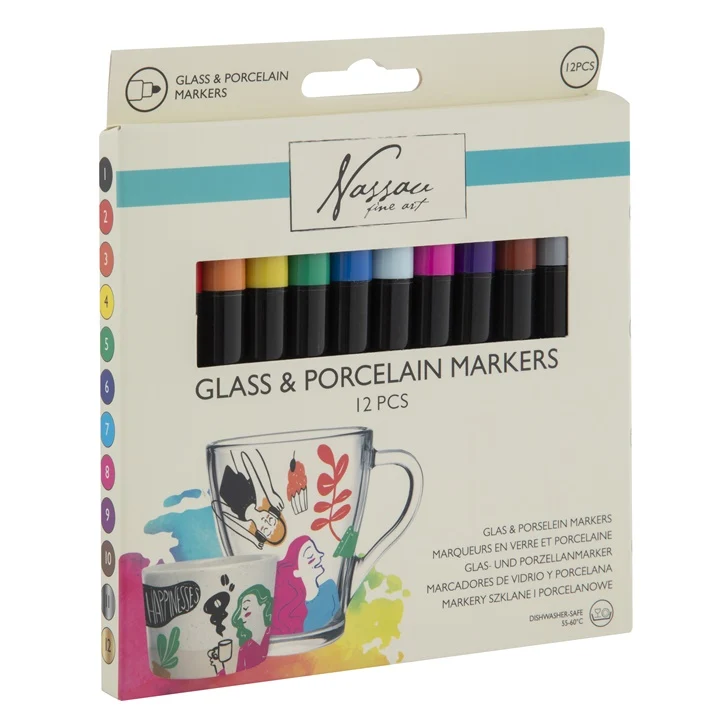 Set markera za staklo i porcelan 12 kom