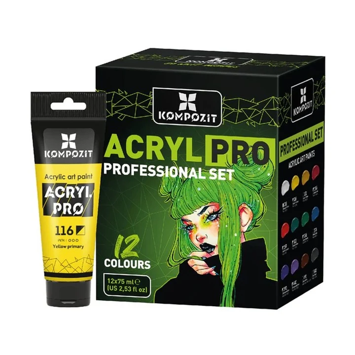 ACRIL PRO PROFESSIONAL Set akrilnih boja 12x75 ml