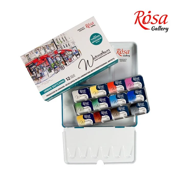 Akvarelne boje Galerija Rosa - set Urban Sketching 12 x 2,5 ml