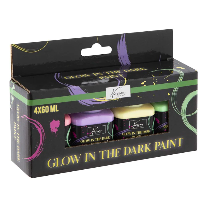 Glov in the Dark Set akrilnih boja Nassau 4 x 60 ml