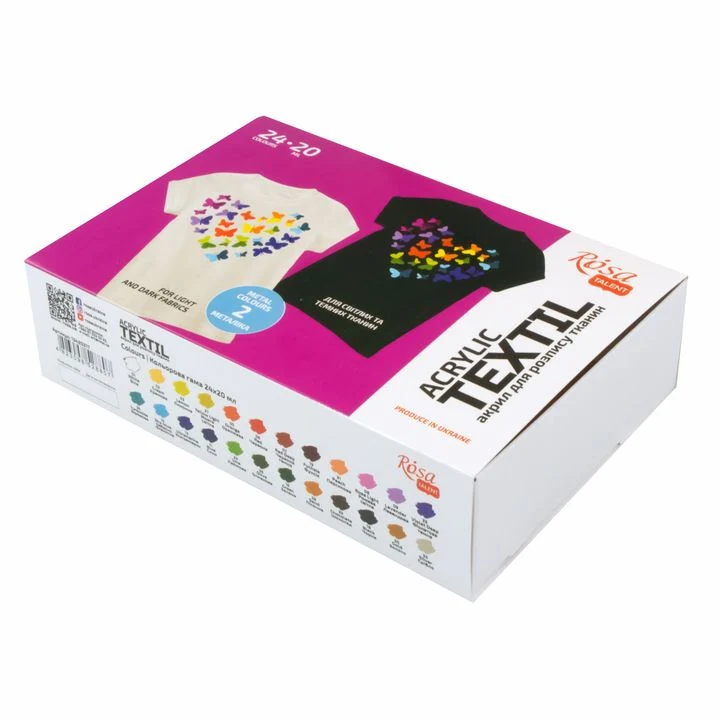 HEART ROSA TALENT Set akrilnih boja za tekstil 24x20 ml