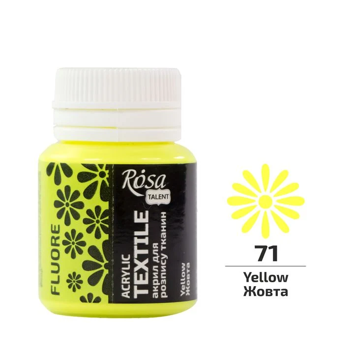 ROSA TALENT Fluorescentna akrilna boja za tekstil 20 ml – Žuta