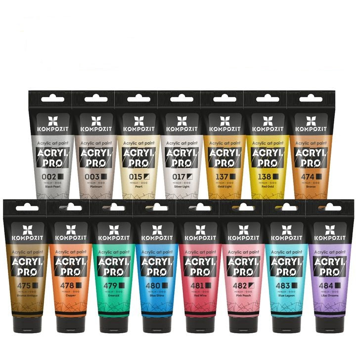 Set metalik akrilnih boja ACRYL PRO Kompozit 15x75 ml