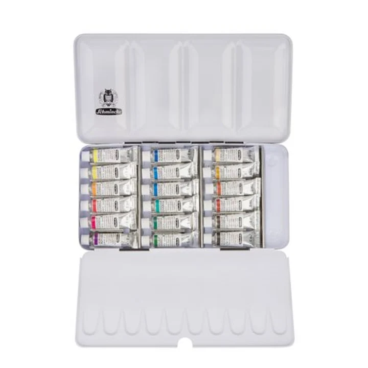 Set akvarel boja u tubama Schmincke HORADAM u metalnoj kutiji | 18 x 5 ml