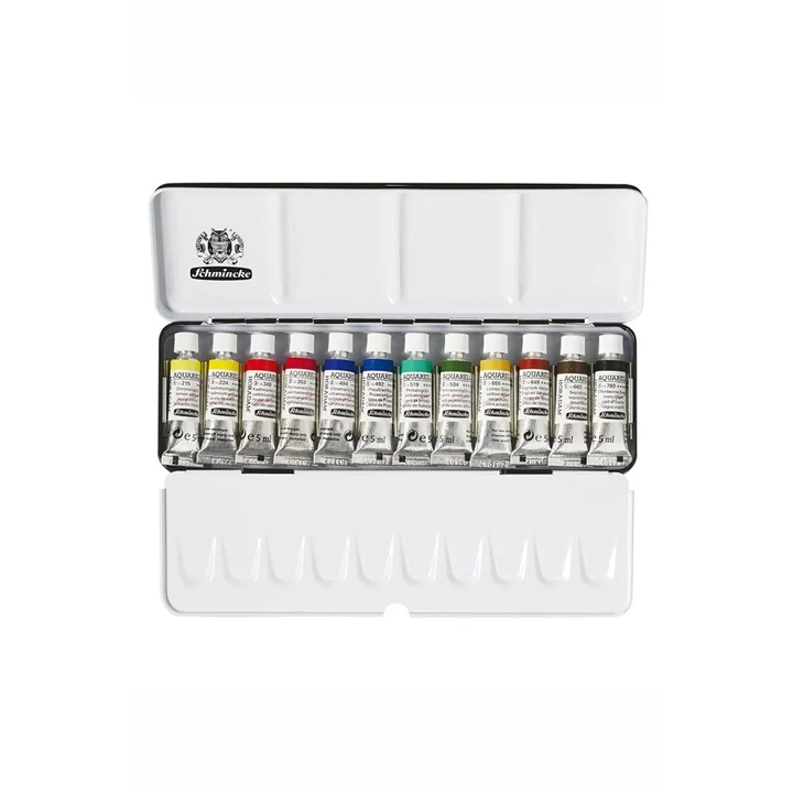 Set akvarel boja u tubama Schmincke HORADAM u metalnoj kutiji | 12 x 5 ml