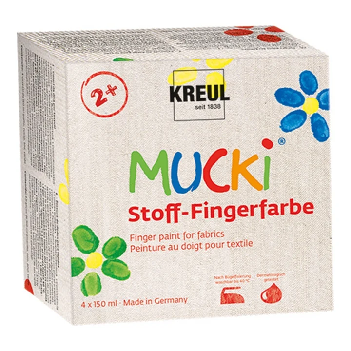 Set boja za slikanje prstima na tekstilu MUCKI 4 x 150 ml