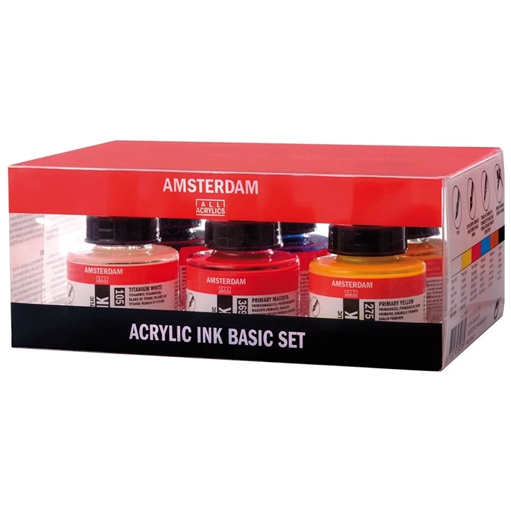 Akrilno mastilo Amsterdam - Basic set - 6 x 30 ml