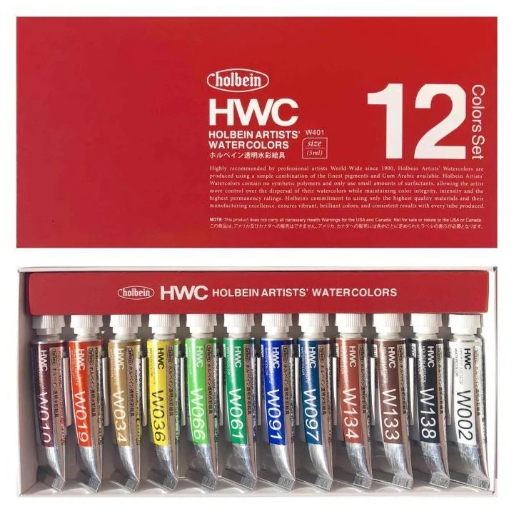 Akvarele Holbein Artists – set 12 x 5 ml