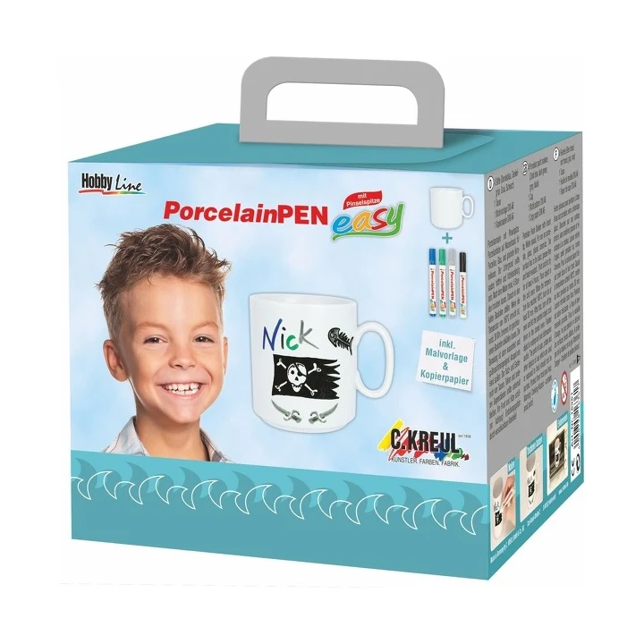 Flomasteri za porcelan za dečake - KREUL - set od 4 dela sa šoljicom