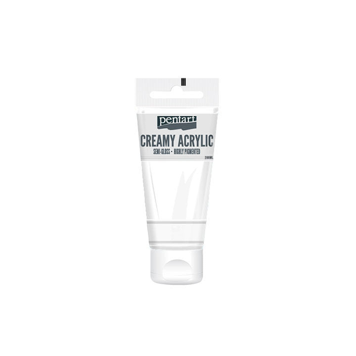Kremasta polusjajna akrilna boja Pentart 200 ml – Bela