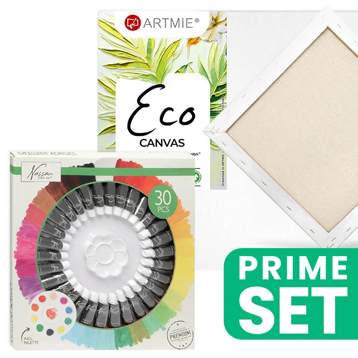 Nassau set akrilnih boja i ARTMIE Eco Canvas 30x30
