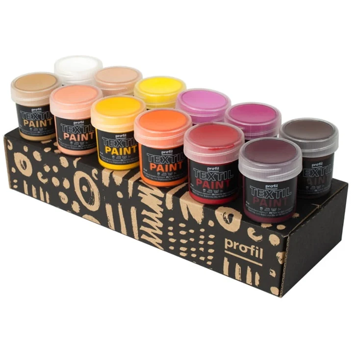 Set boja za tamni tekstil Profil - tople nijanse 12 x 25 ml