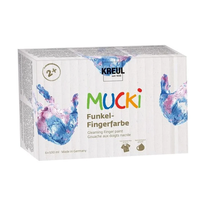 Sjajne dečije boje za prste MUCKI | set od 6 x 500 ml