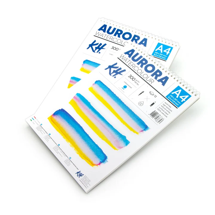 Akvarel blok AURORA cold press sa spiralom - 12 listova
