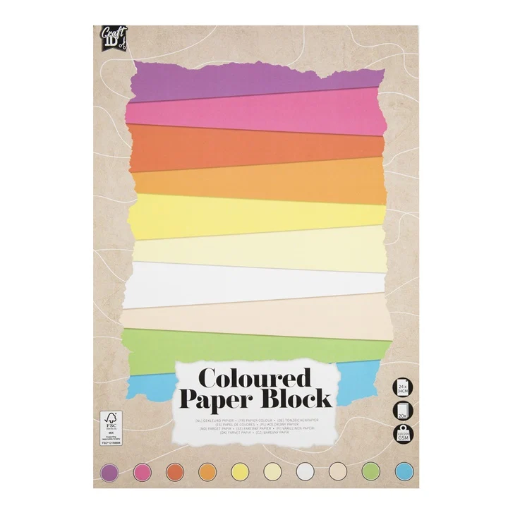 Blok obojenih pastelnih papira 24 x 34 cm 20 listova