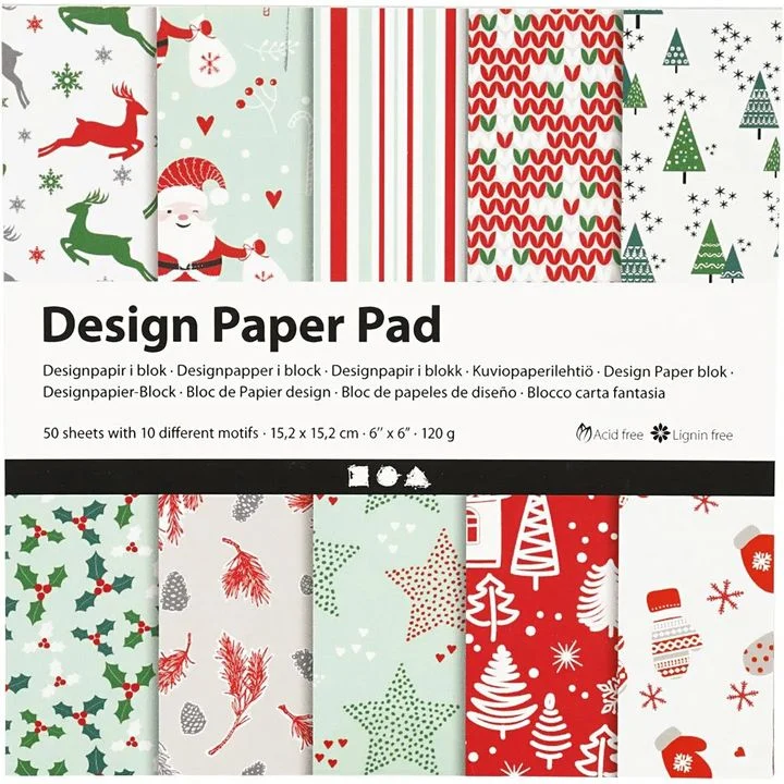 Papir za scrapbooking | Novogodišnji motiv 50 listova 15,2 x 15,2 cm
