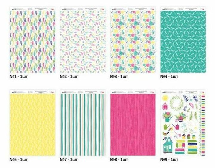Set papira za scrapbooking Floral garden 21 x 29.7 cm