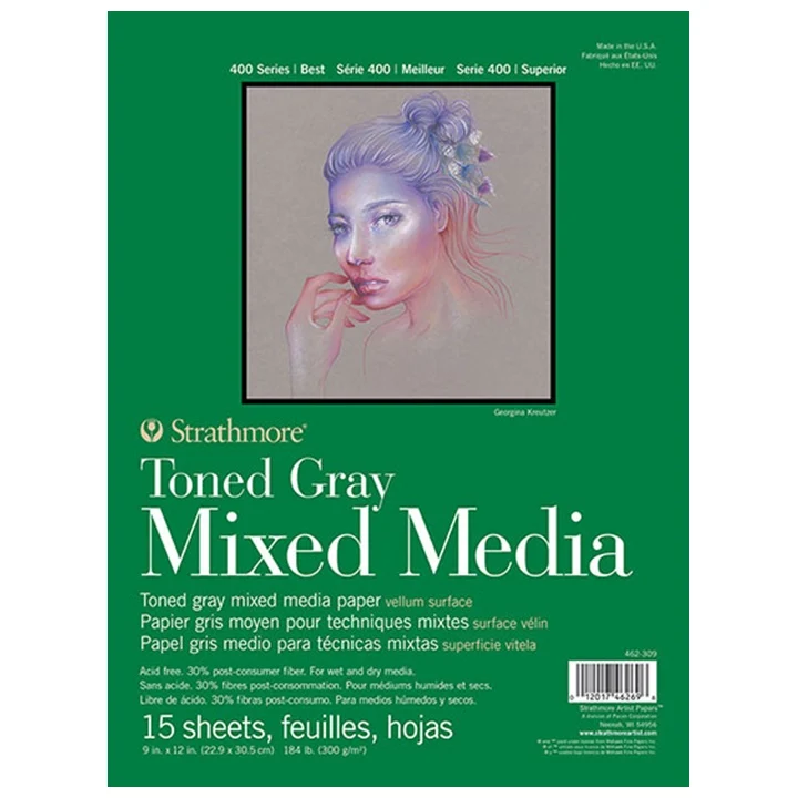 Tonirani papir Strathmore Mixed media Sivi – 22.9 x 30.5 cm