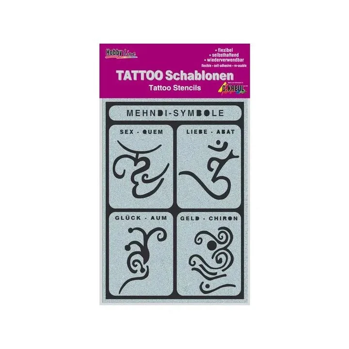 Samolepljiva šablona za Mehndi tetovaže - Simboli