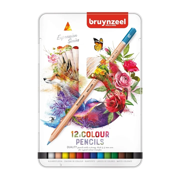 Bojice bruynzeel Expression Series u metalnoj kutiji – 12 ks