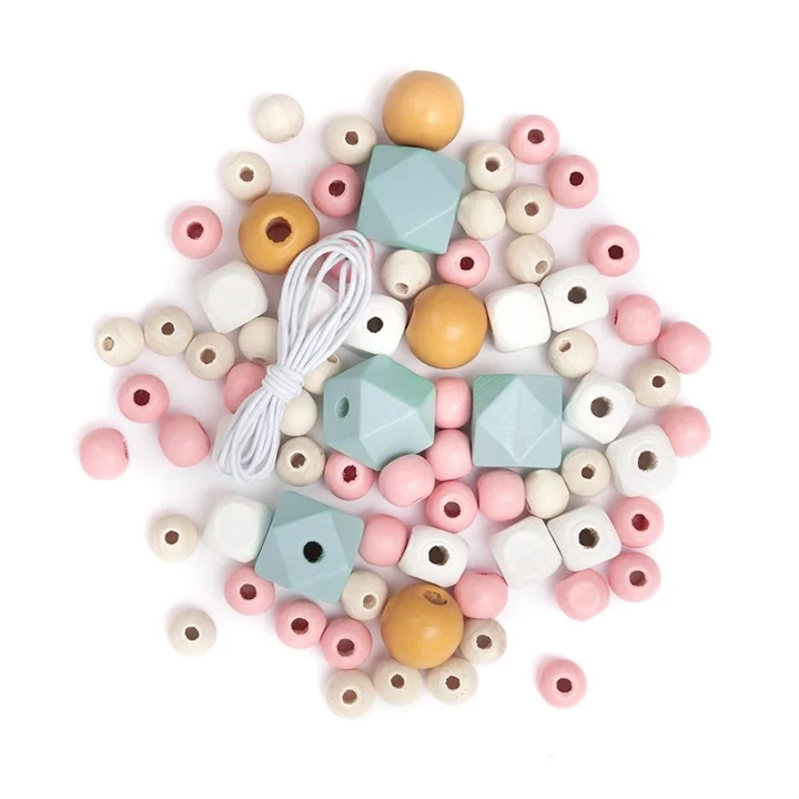 Drvene perle u boji 80 kom – Pastel