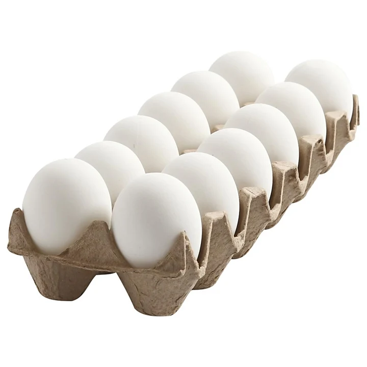 Bela plastična jaja - 12 kom / 6 cm
