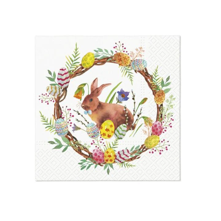Dekupaž salvete - Bunny in wreath - 1kom