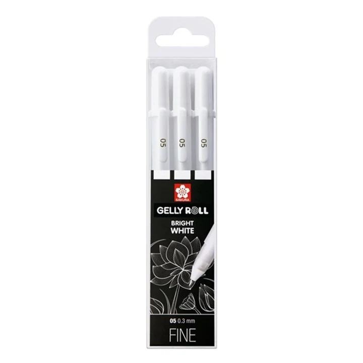 Gel olovke Sakura Gelly Roll bright white - 3 komada – 05 fine
