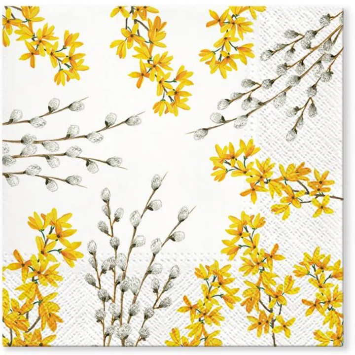 Salvete za dekupaž Catkins and Forsythia - 1 kom