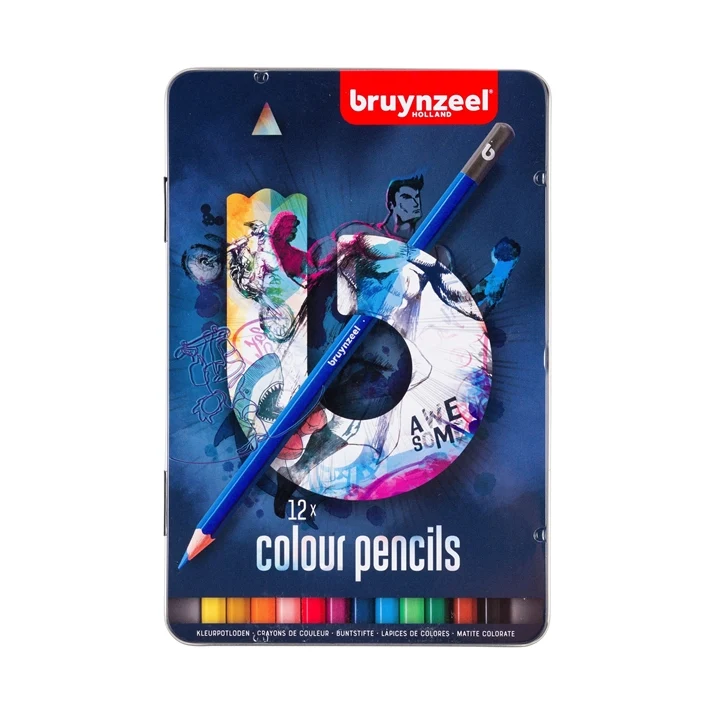 Set bojica u metalnoj kutiji bruynzeel - blue – 12 ks