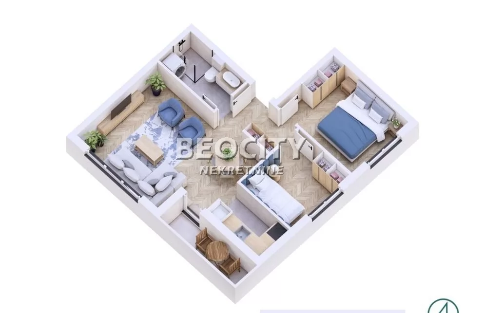 Trosoban stan, 53 m2, Adice ID: 133459