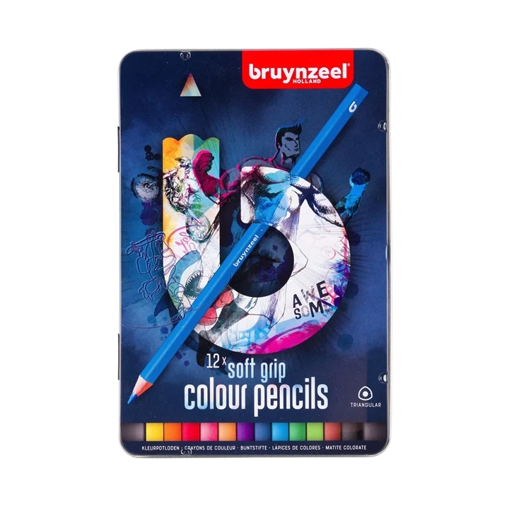 Set trougaonih bojica u metalnoj kutiji bruynzeel 12 kom – plava