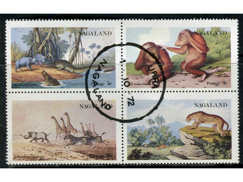 120 - Fauna - Blok od 4 istih žigosanih maraka
