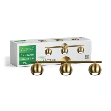 Green tech gu10 x 3 LED spot svetiljka zlatna ( lunaris-3 )