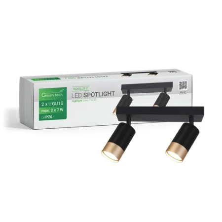 Green tech gu10 x 2 LED spot svetiljka crno-zlatna ( noirlux-2 )