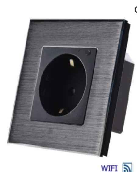 Exeshop 16a EU wi-fi wall socket al crni (tuya) ( sws004 )