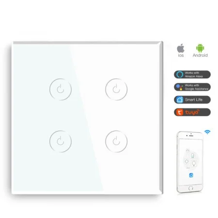 Exeshop wi-fi pametni prekidač 4g tuya beli (WiFi touch switch) ( ss019 )