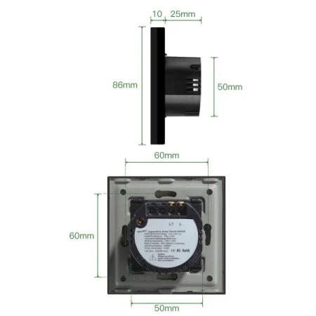 Exeshop 1g2w 800w crni (touch switch) ( ss056 )