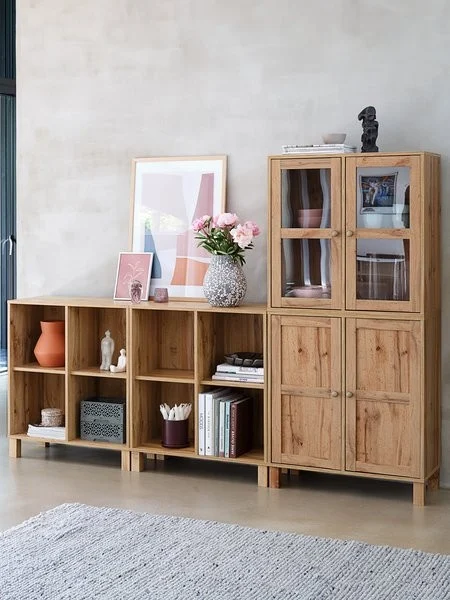 Zidni element modul vitrina divlji natur hrast boja