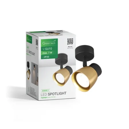 Green tech gu10 x 1 LED spot svetiljka zlatno-crna ( ambre-1 )