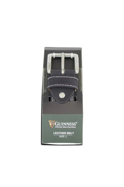 Guinness Kaiš muški kožni u poklon kutiji sa belim koncem BT01 Guiness XXL veličina crno-belo ( 16KMBG01XXLBA )