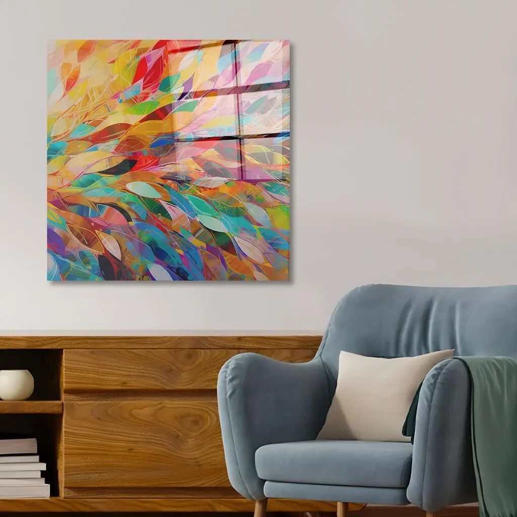 Wallity Dekorativna slika na kaljenom staklu, 70x70cm, Šarena