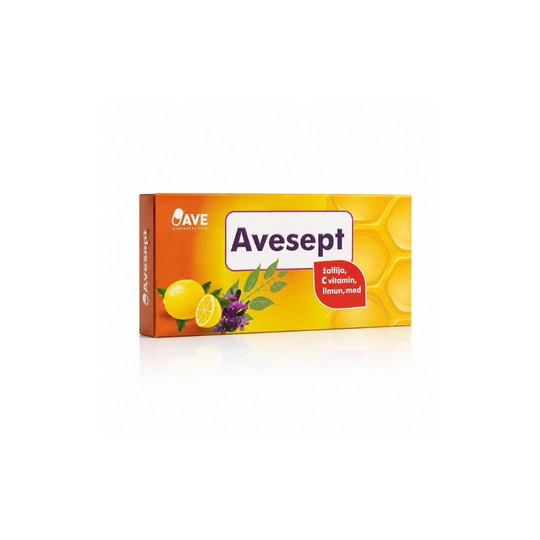 Avesept Oriblete Žalfija, Vitamin C, Limun i Med 20 Komada