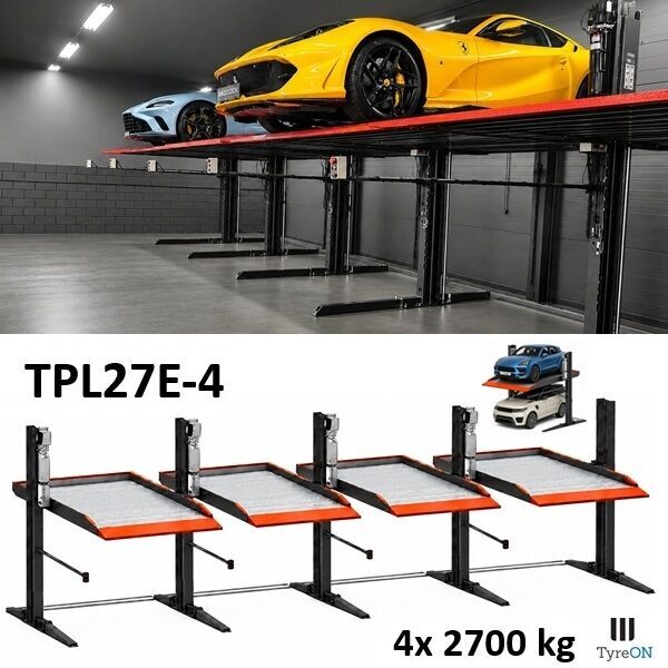 Nova TyreON TPL27E-4 car parking lift - electric release of safety locks - n dvostubna dizalica
