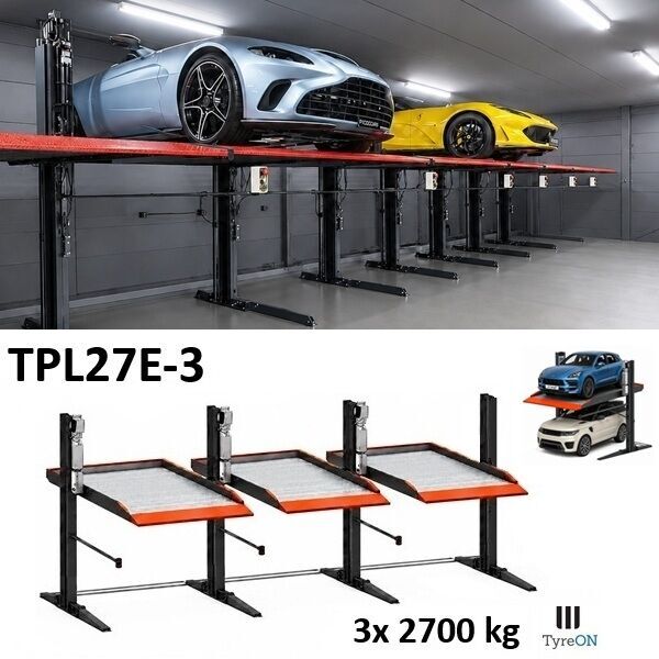 Nova TyreON TPL27E-3 car parking lift - electric release of safety locks - n četvorostubna dizalica