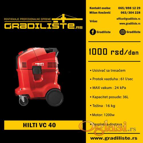 HILTI VC 40 usisivac - izdavanje