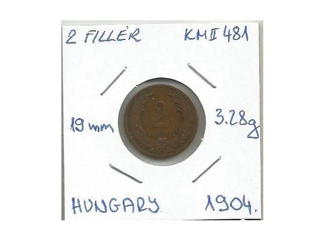d1 Madjarska 2 filler 1904. KM#481