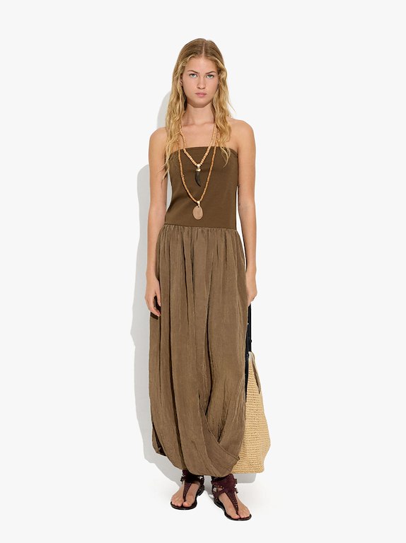 LONG STRAPLESS BALLOON DRESS